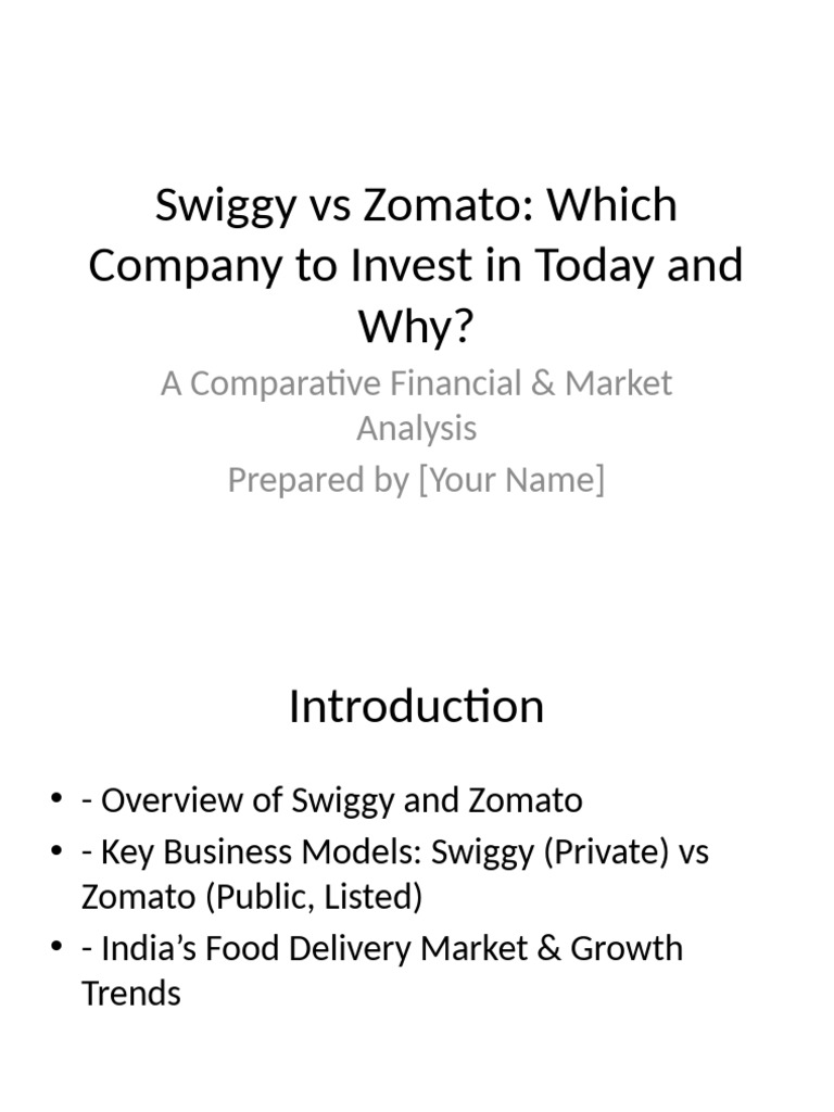 Swiggy vs Zomato: Investment Analysis | PDF