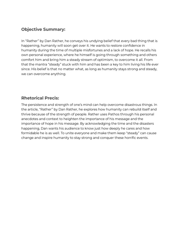 Objective Summary & Rhetorical Precis | PDF