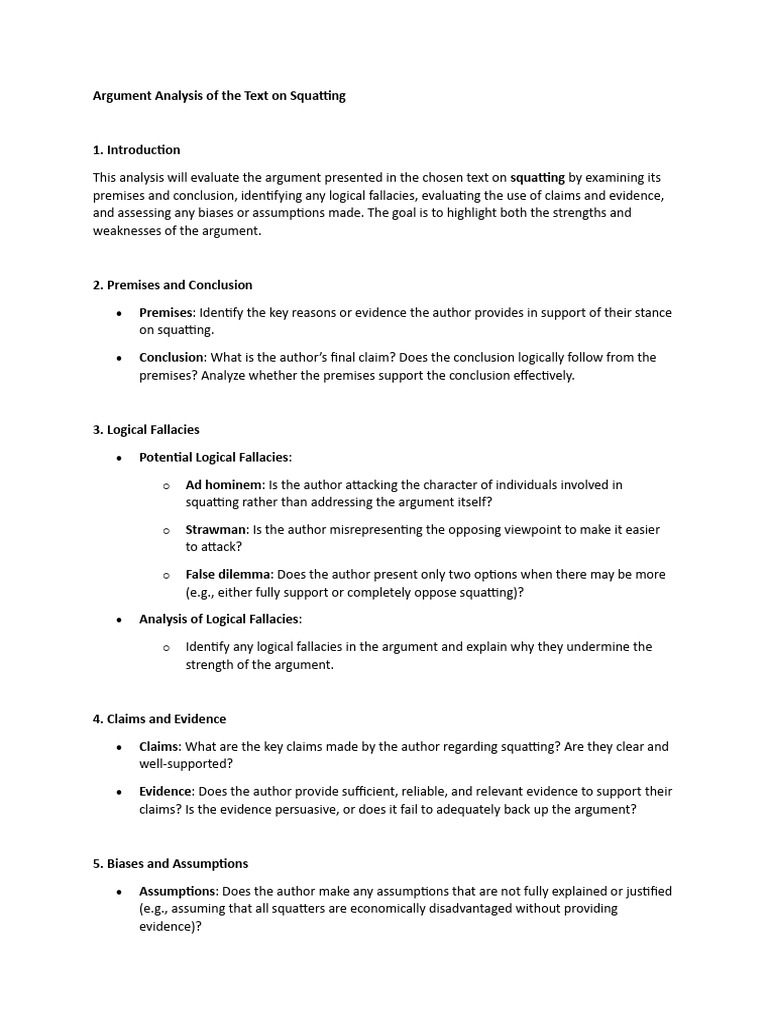 Squatting Argument Analysis and Evaluation | PDF | Argument | Fallacy