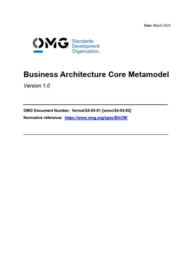 BACM - Business Architecture Core Metamodel | PDF | Object Management ...