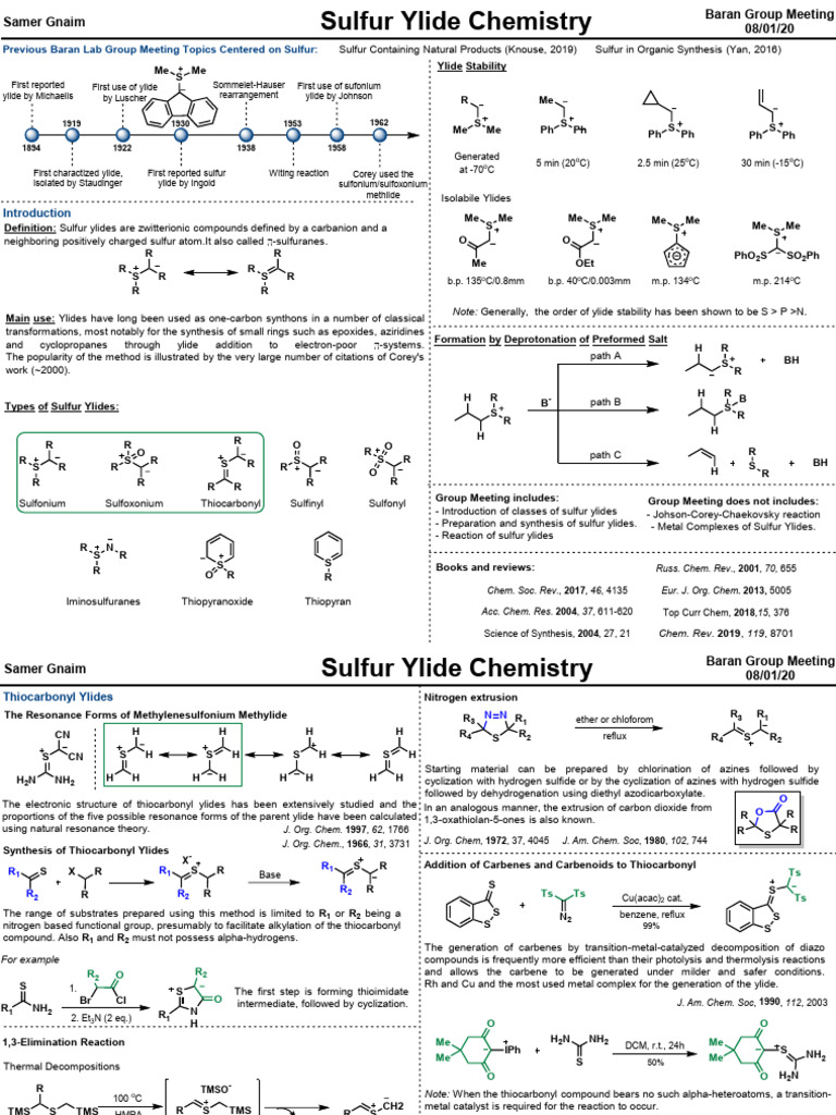 Sulfur Ylide Chemistry Overview | PDF | Amine | Chemical Reactions