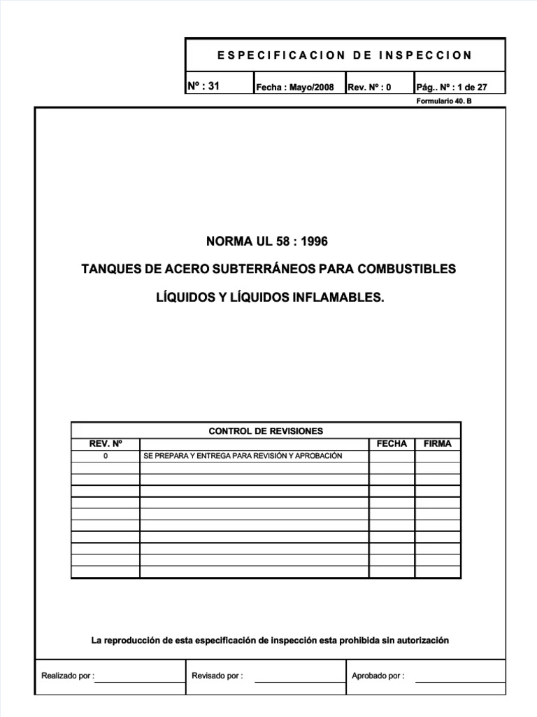 PDF Norma Ul 58 1996 Tanques de Acero Subterraneos para Combustibles ...