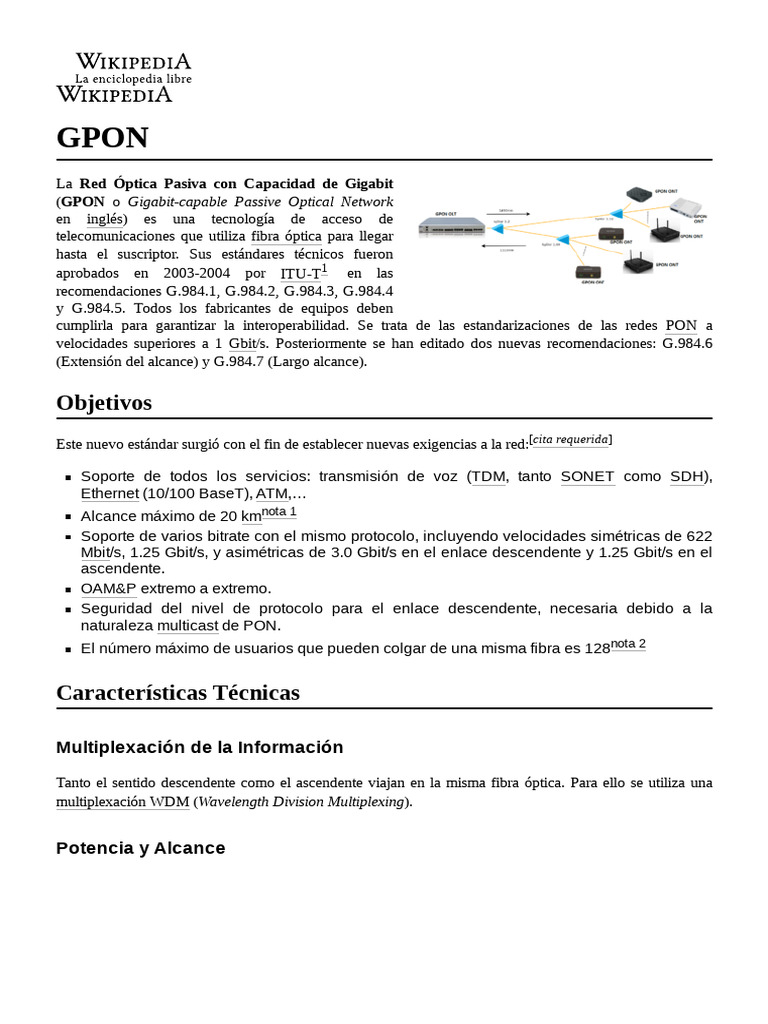 GPON | PDF | Tecnología digital | Protocolos de capa física