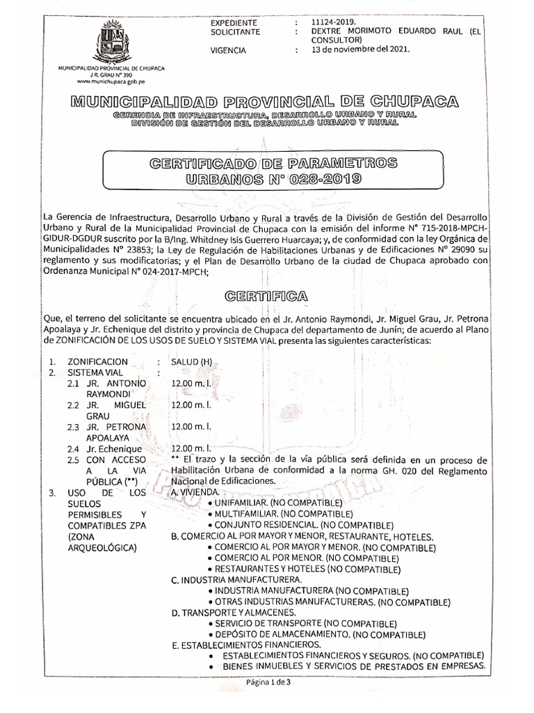 Certificado de Parámetros Urbanísticos | PDF