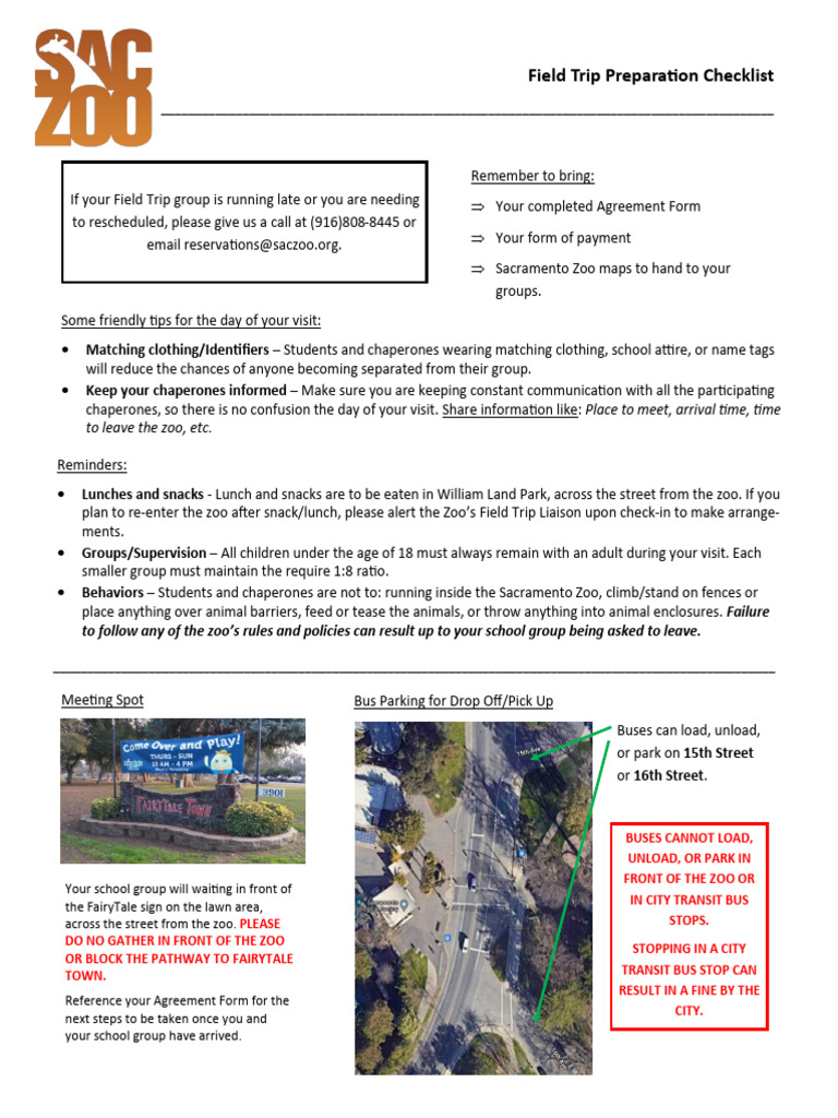 Sacramento Zoo Field Trip Checklist | PDF | Zoo