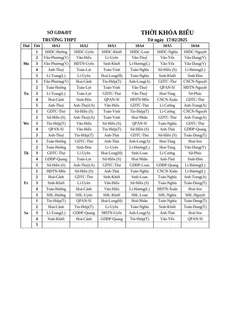 TKB BUOI SANG TU 17 02 2025 1dd73 | PDF