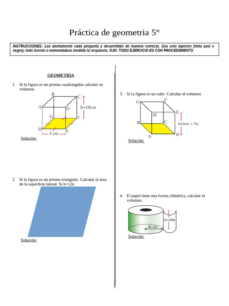 Problemas de Volumen y Área en Geometría | PDF | Geometría euclidiana ...