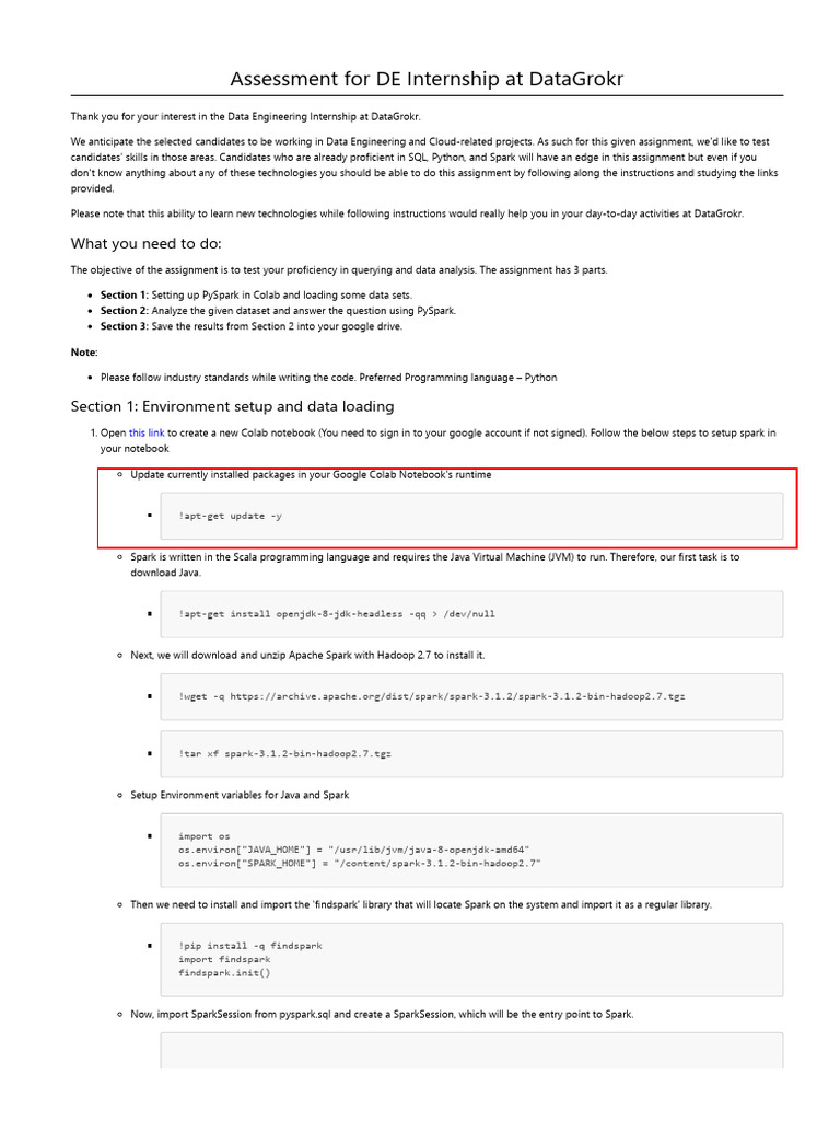 DataGrokr Technical Assignment - Data Engineering | PDF | Apache Spark | Data