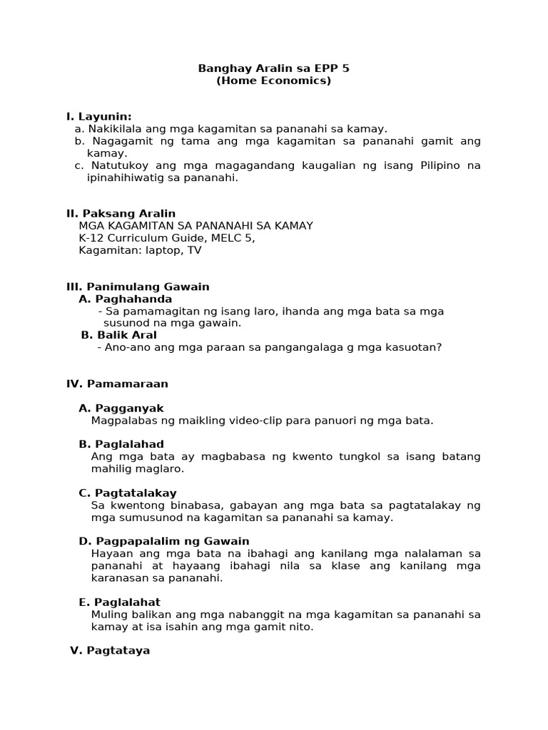 Mga Kagamitan Sa Pananahi Sa Kamay | PDF