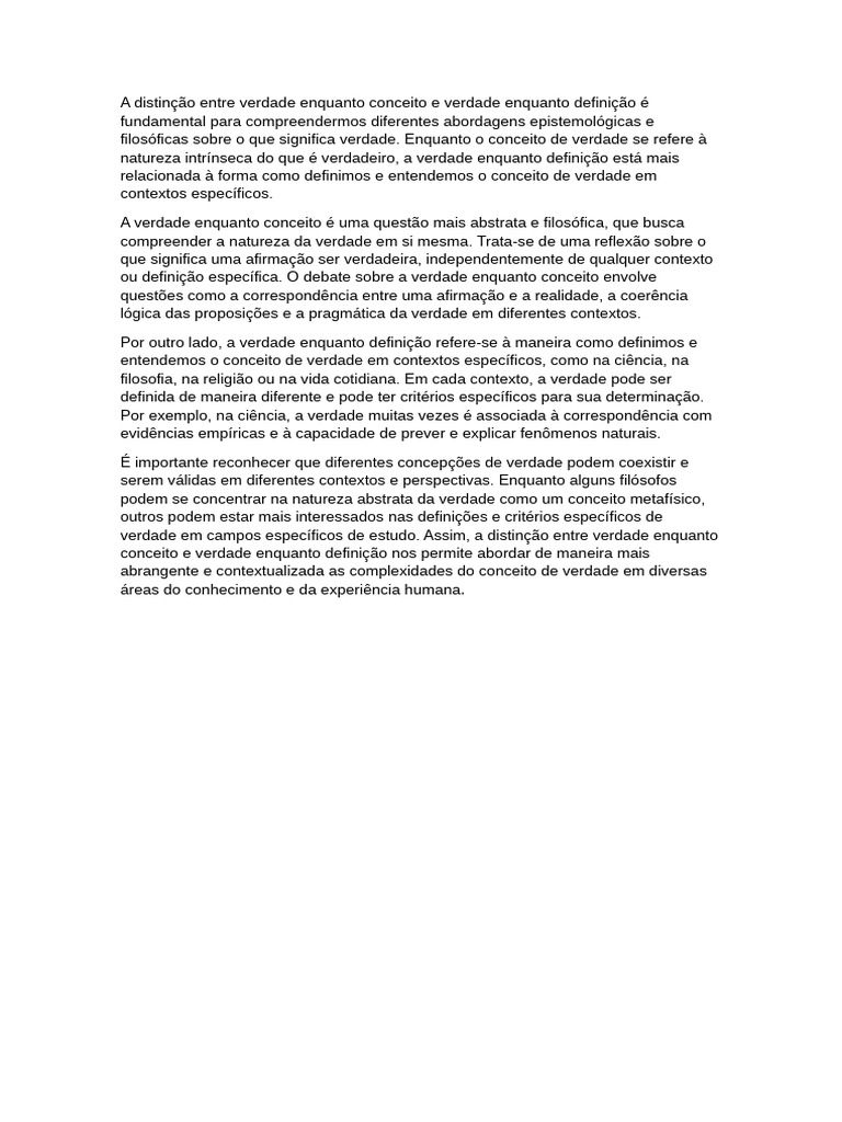 Conceitos e Definições de Verdade | PDF