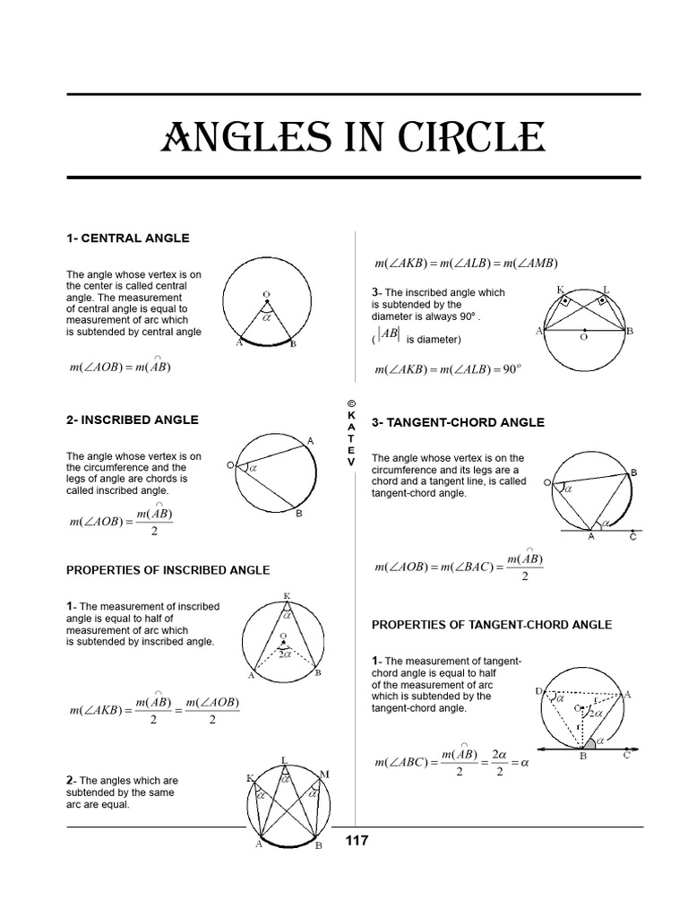 ANGLES in Circle: 1-Central Angle | PDF