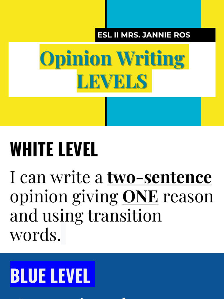 Opinion Writing LEVELS | PDF