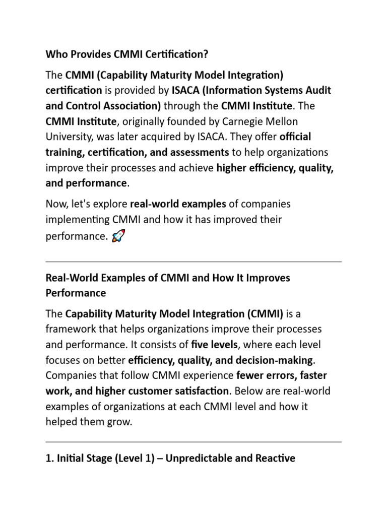 Who Provides CMMI Certification | PDF | Business