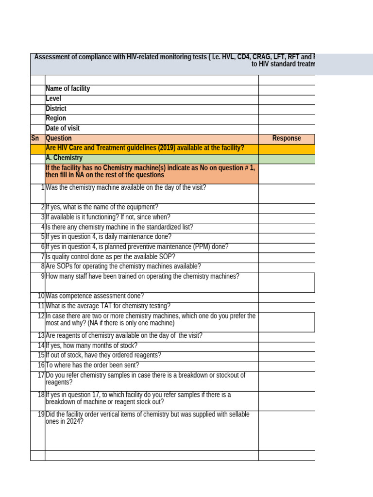 Assessment of HIV Monitoring Tests - Data Abstraction Tool | PDF ...