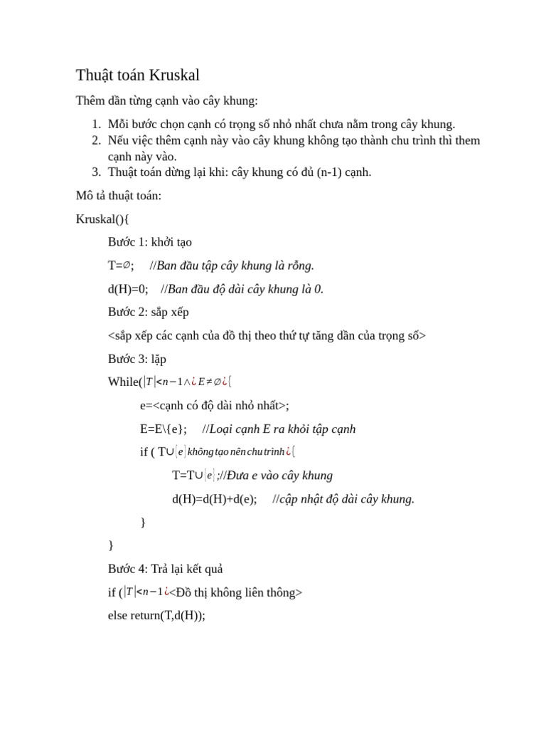 Thuật toán Kruskal | PDF