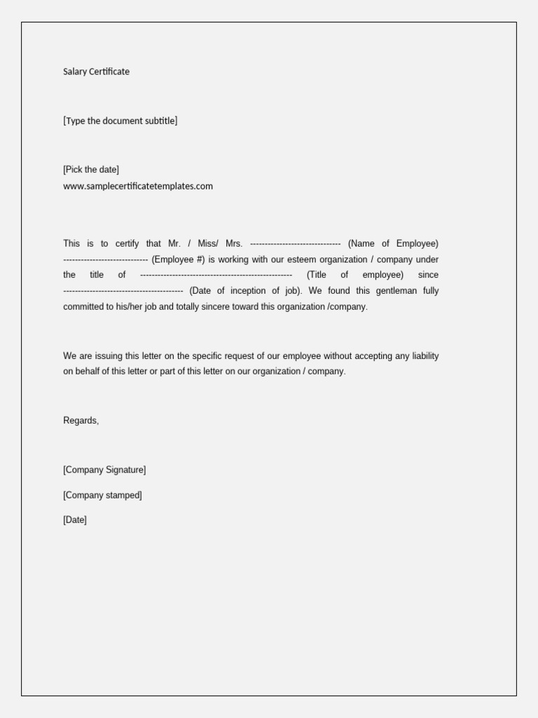 Salary Certificate Template | PDF