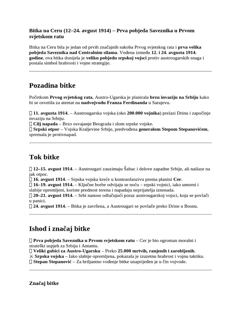 Bitka Na Ceru | PDF