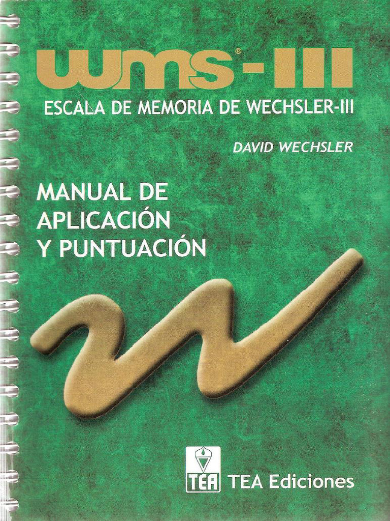 Wechsler David Escala de Memoria de Wechsler Wms III Manual de ...