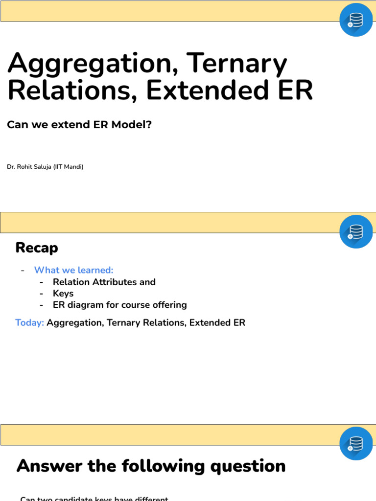 L5 Aggregation, Ternary Relations, Extended ER | PDF | Inheritance ...