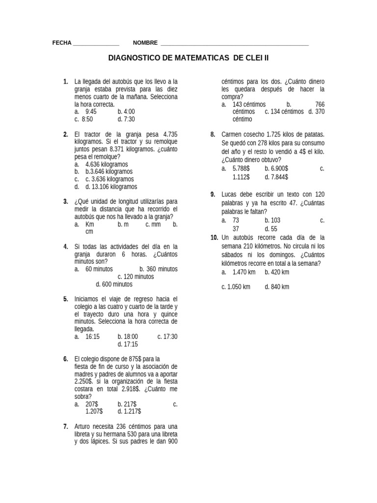 Matematicas Ciclo 2 | PDF
