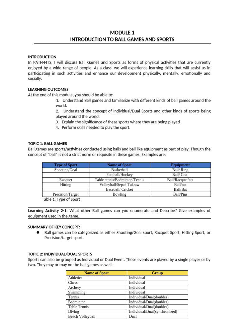 Introduction To Sports and Games | PDF | Sports | Athletic Sports