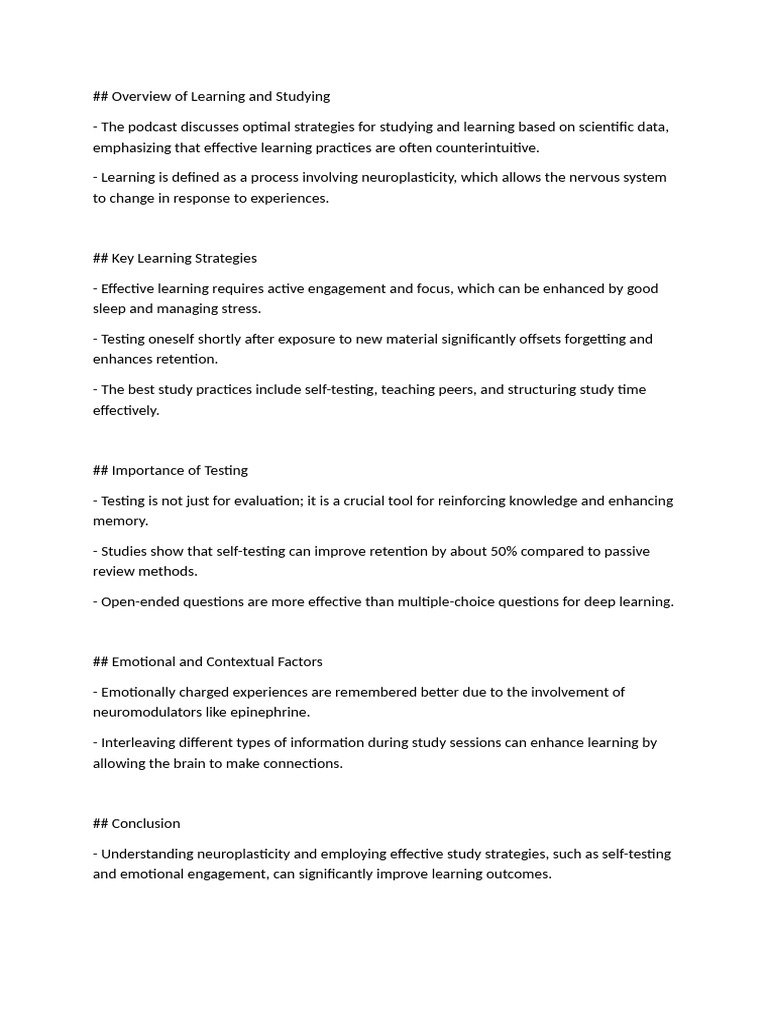 Overview of Learning and Studying | PDF