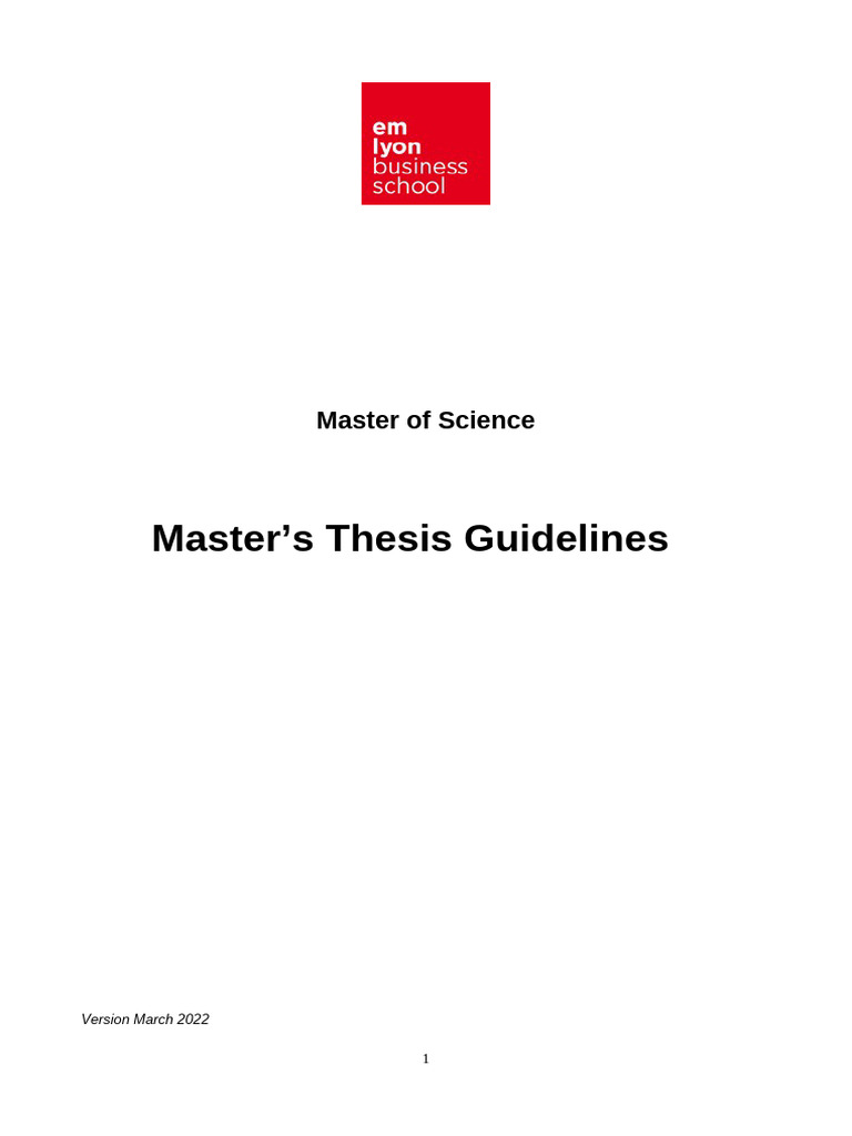 Master's Thesis Guidelines - MSC 2022 - Version March 2022 | PDF | Thesis | Methodology