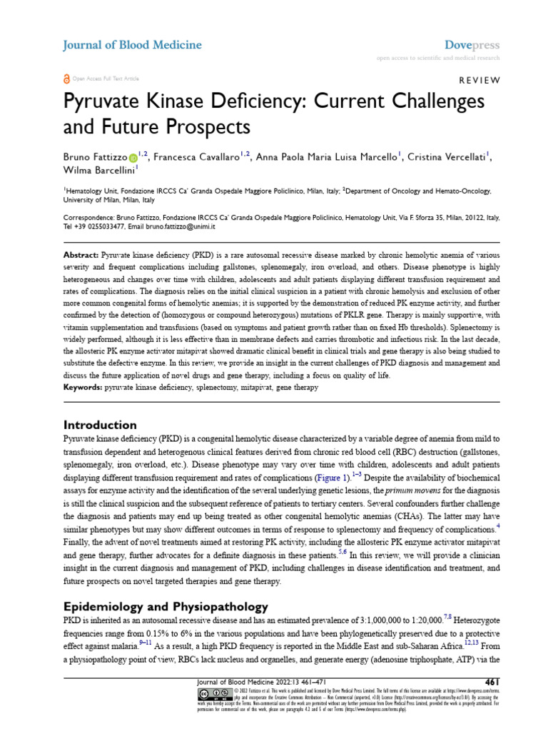 A5 Pyruvate Kinase Deficiency - Current Challenges | PDF | Anemia ...