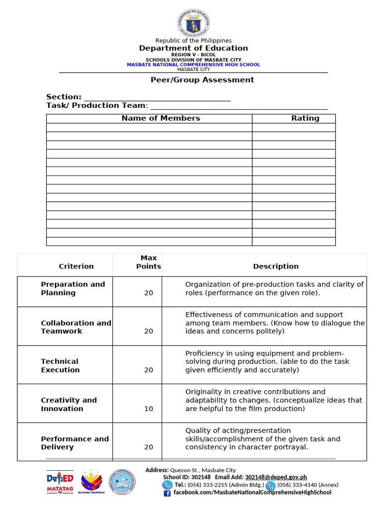peer-group assessment | PDF | Intelligence | Human Communication