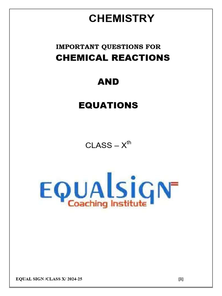 Chemical Reaction Imp Qquestion New | PDF | Chemical Reactions | Redox