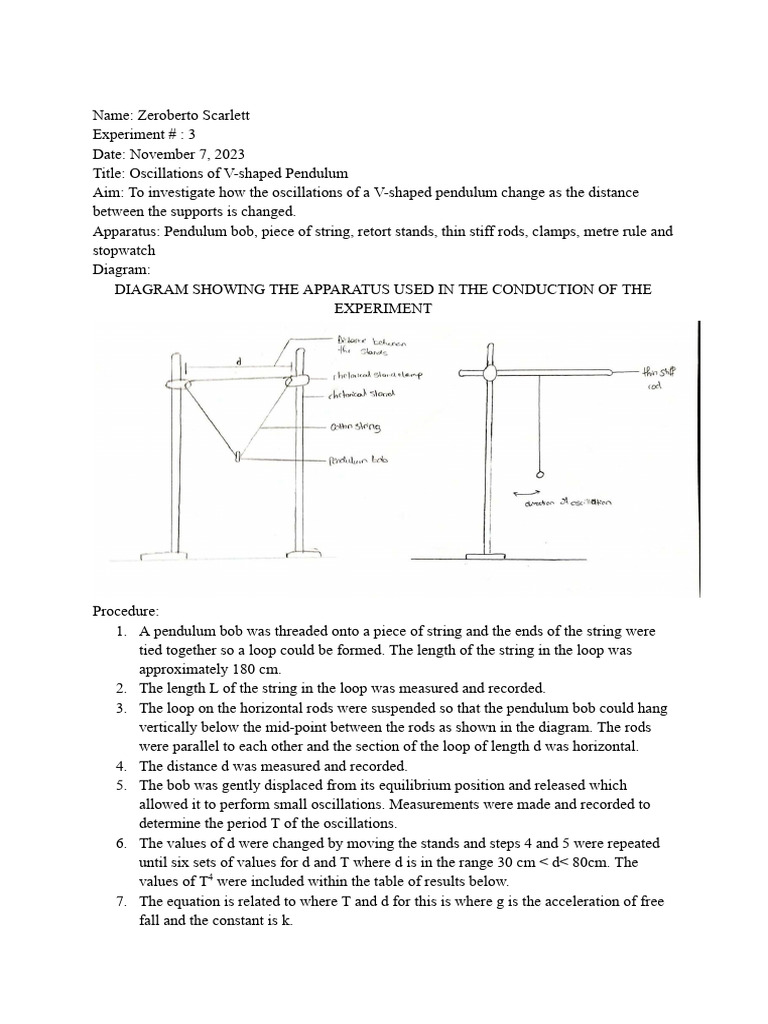 Zeroberto Scarlett - Lab 3 - V-Shaped Pendulum | PDF | Pendulum ...