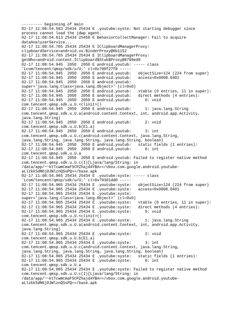.Google - Android.youtube Logcat | PDF | Software Development | Computing Platforms