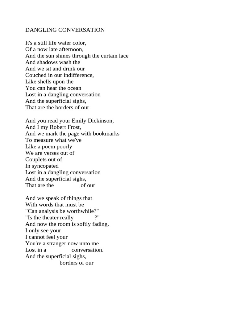 Dangling Conversation | PDF