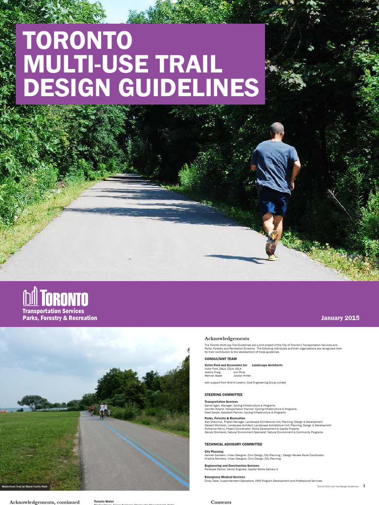 Toronto Multi-Use Trail Design Guidelines 2015, Toronto | PDF | Trail ...