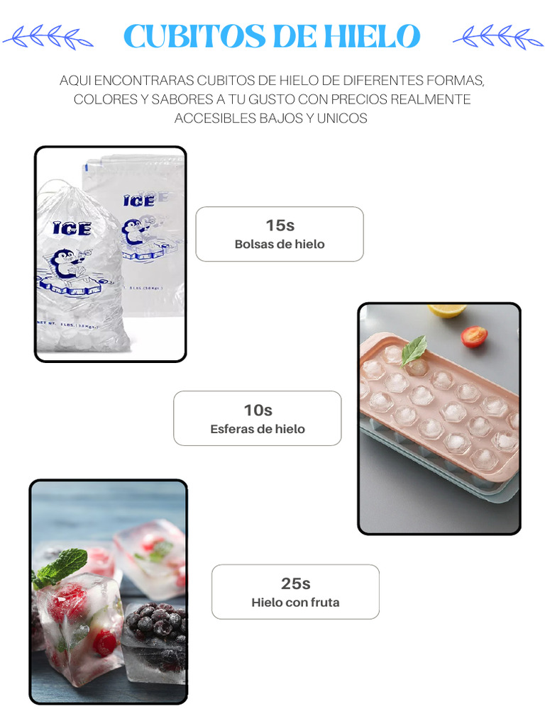 Cubitos de Hielo: Formas y Sabores Variados | PDF | Hielo | Frío