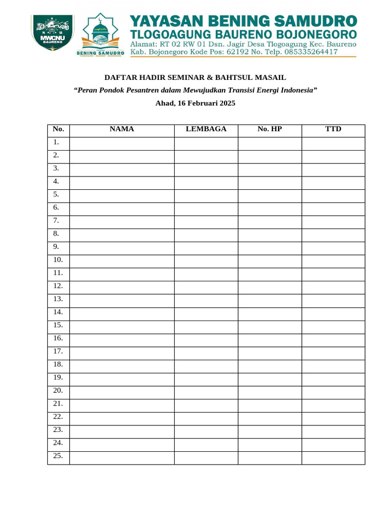 DAFTAR HADIR SEMINAR | PDF