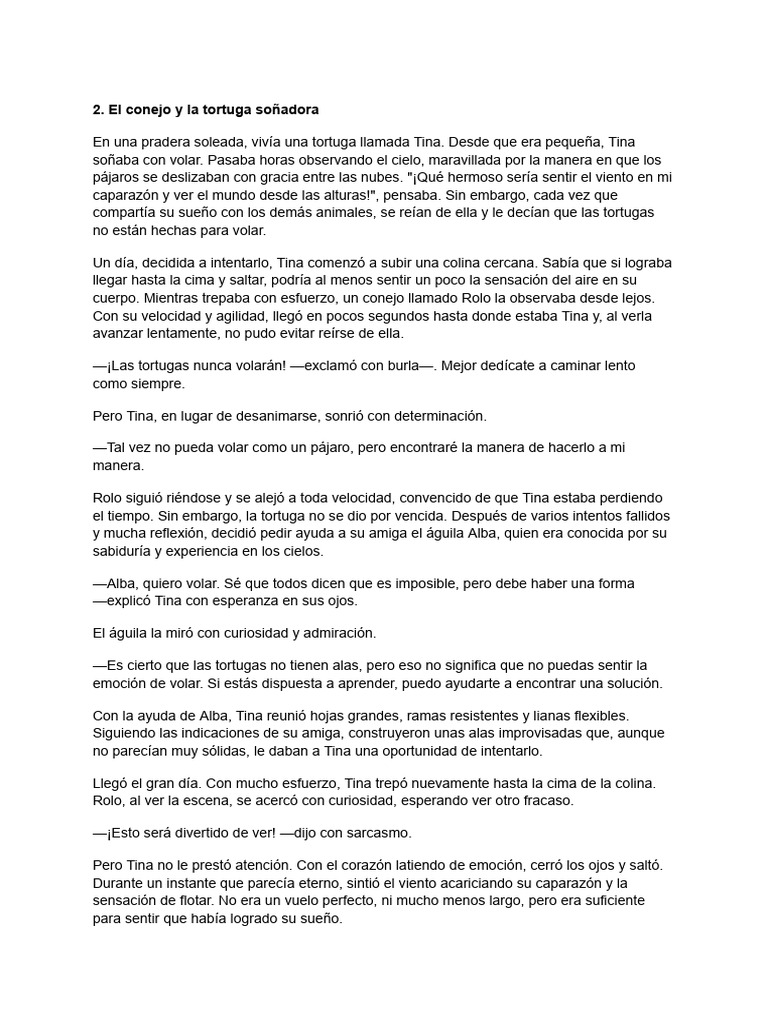El conejo y la tortuga soñadora | PDF