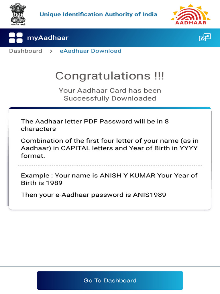 MyAadhaar - Unique Identification Authority of India Government of ...