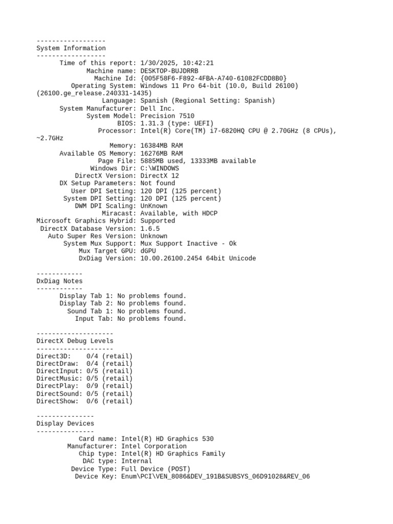 DxDiag | PDF | Device Driver | Operating System Technology
