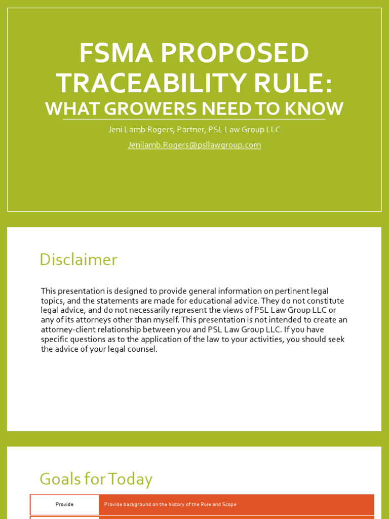 Traceability Rule Powerpoint For CFVGA FINAL | PDF | Food Safety