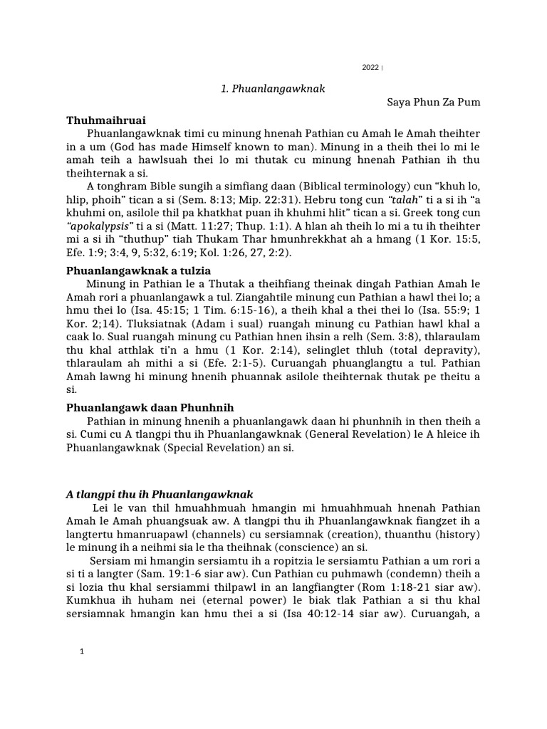 Adult Lesson Bible Study in Falam Chin | PDF | Religious Texts ...