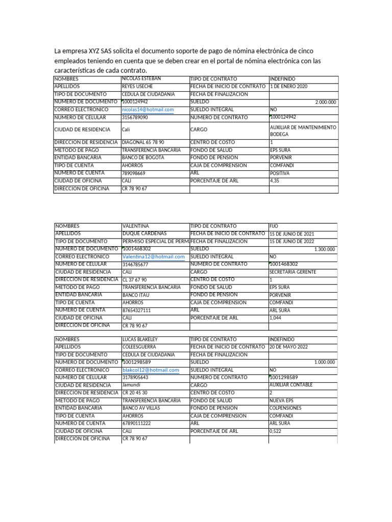 NOMINA ELECTRONICA TALLER | PDF | Bancos | Finanzas personales