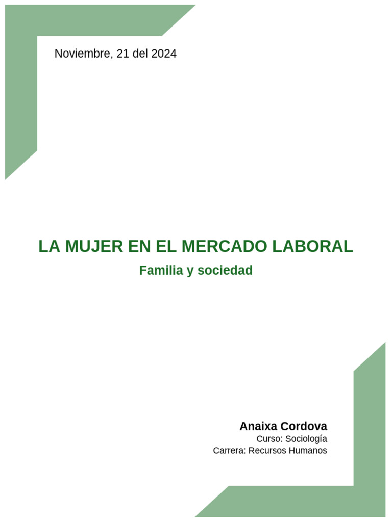 Mujer y mercado laboral: impacto familiar | PDF | Mujer | Familia
