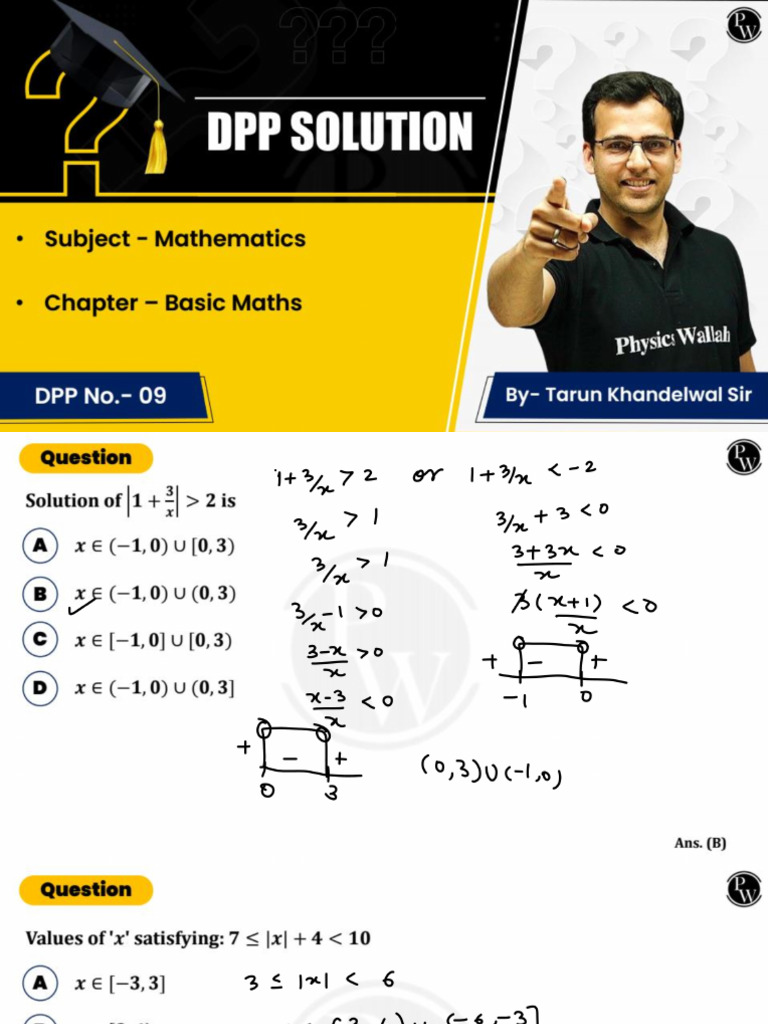 Basic Mathematics - DPP 09 Solution Notes - Arjuna JEE 2025 | PDF