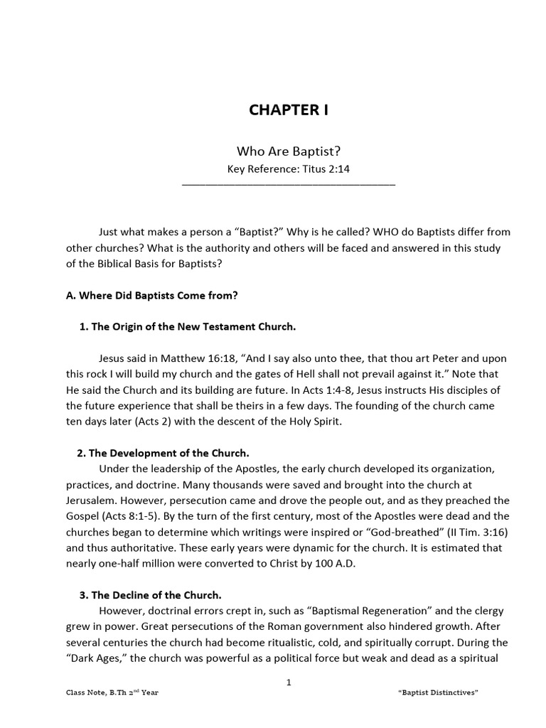 Understanding Baptist Distinctives | PDF | Baptism | Christian Church