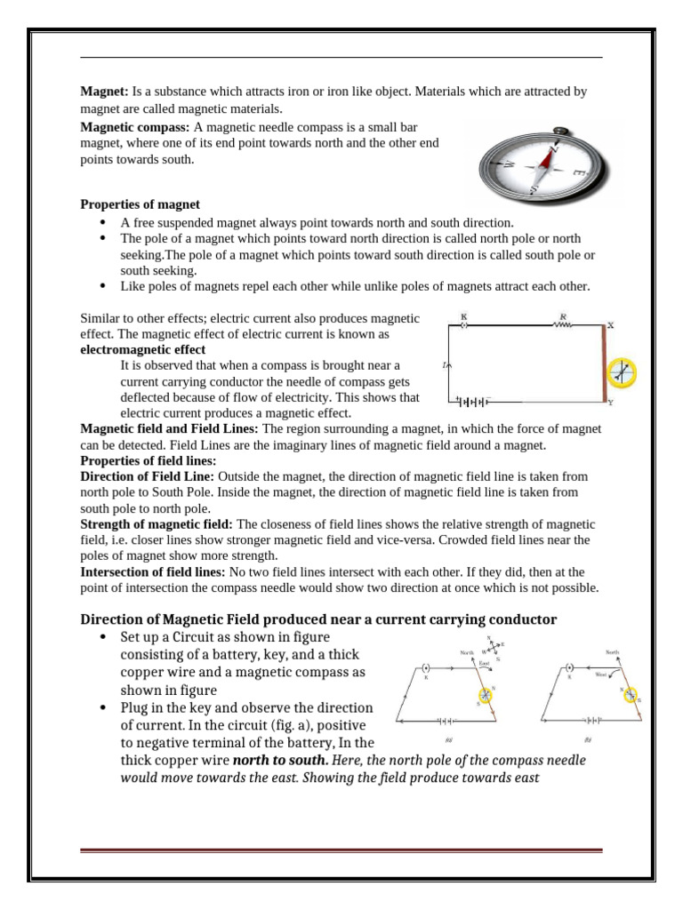 Magnetic Effect of Electric Current (Notes) | PDF | Alternating Current ...