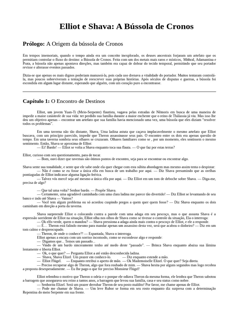 Elliot & Shava a Bússola de Cronos (Definitiva) | PDF | Tempo | Elfos