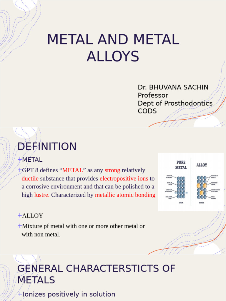 Metal Alloys in Dentistry Explained | PDF | Metals | Alloy