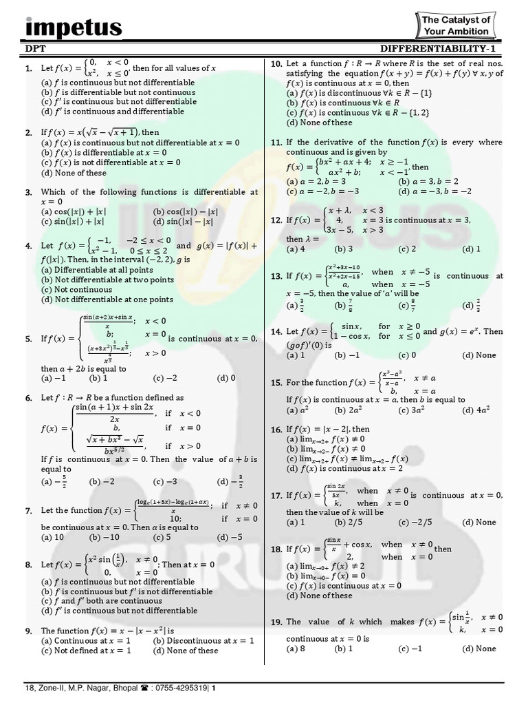 Dpt Differentiability 01 | PDF | Mathematical Relations | Applied Mathematics