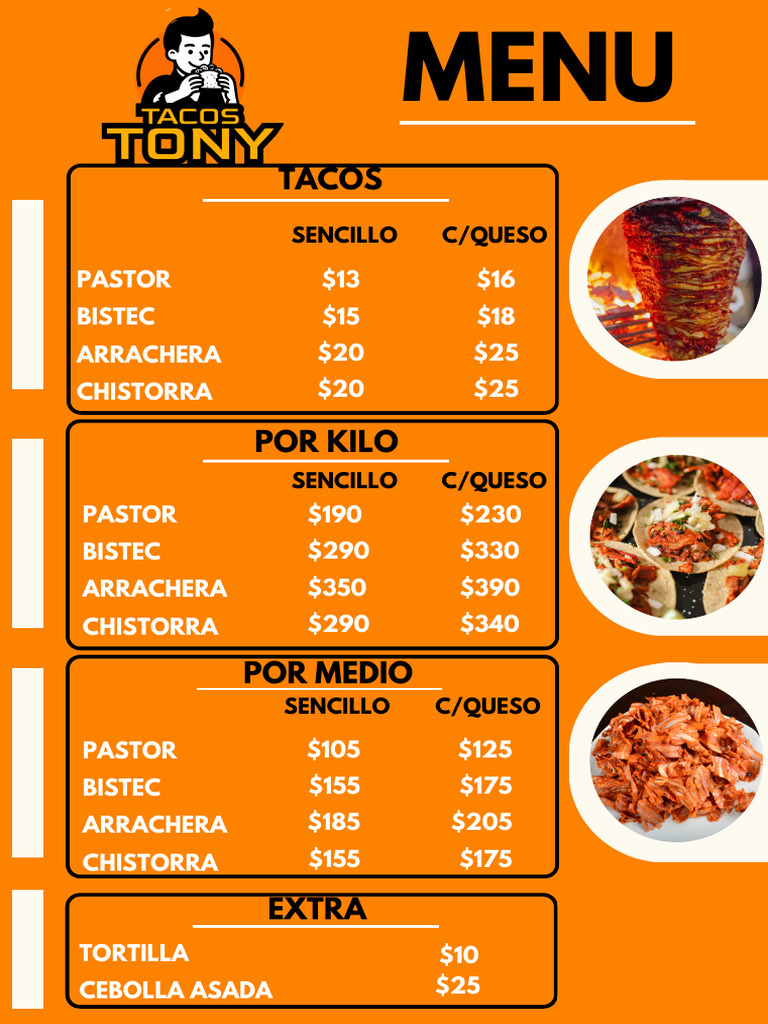 Menu Tacos Tony | PDF